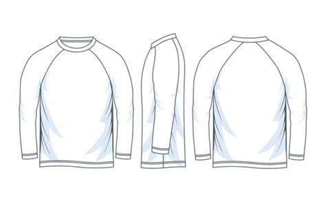 Mens Long Sleeves Shirt Templates Front Side Back Views Vector Stock