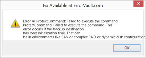 how to fix error 41 protectcommand failed to execute the command