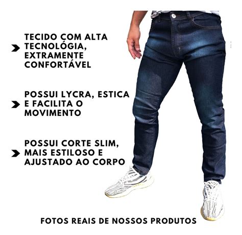 Kit 3 Calça Jeans Masculina Slim Original Elastano Lycra Mercado Livre