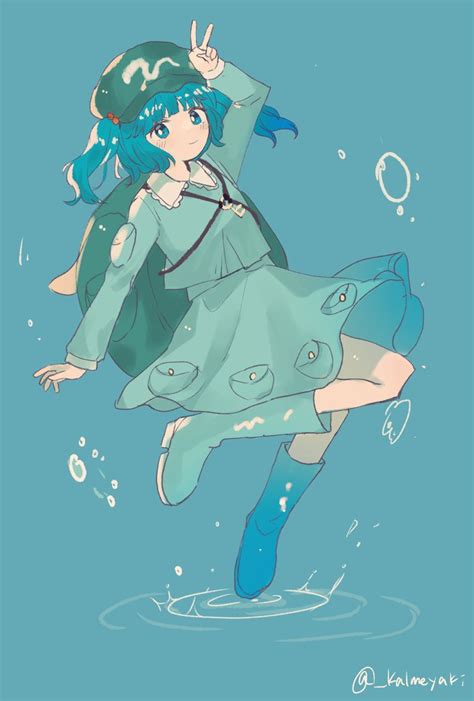 Safebooru 1girl Air Bubble Aqua Dress Arm Up Backpack Bag Bangs Blue