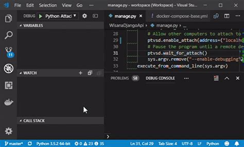 docker vscode ptvsd debugging not working dissappear no debug