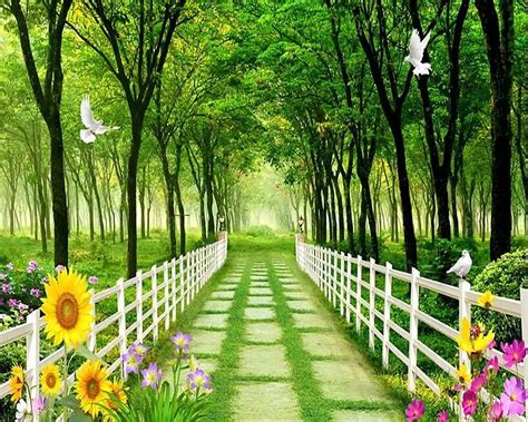 Beibehang Papel De Parede 3d Green Forest Nature Landscape Home