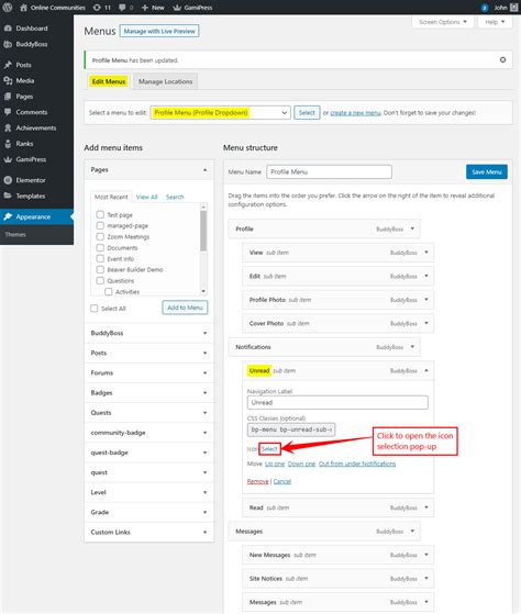 profile dropdown knowledge base buddyboss resources