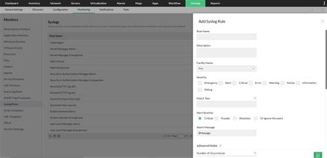 adding syslog rules opmanager help