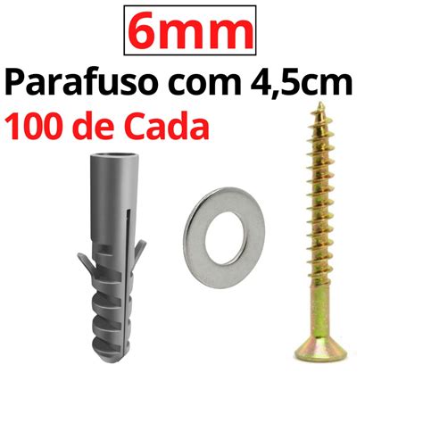 Parafuso Com Bucha 6mm E Arruela Kit Buchas 6mm Com Parafuso E Arruela