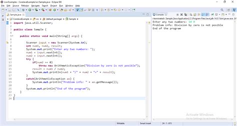 java tutorials try and catch keywords in java