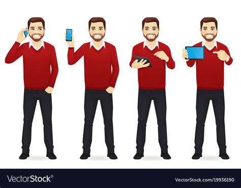 Businessman With Gadgets Set Royalty Free Vector Image
