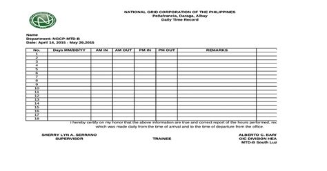 ojt dtr format sample