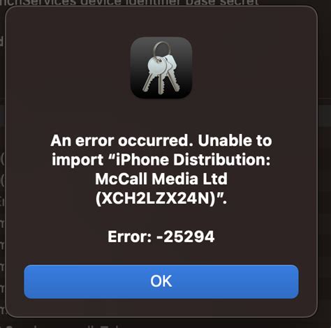 error occurred importing certificate to local keychain store daily