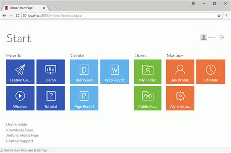 accessing jreport server via a web browser