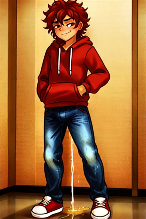 Ai Generated Anime Male Wetting Settings Included Omorashi Artwork