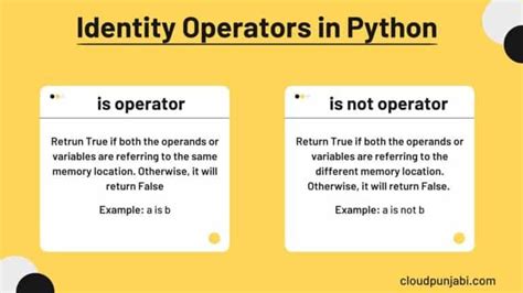 2 detailed identity operators in python coding in python python