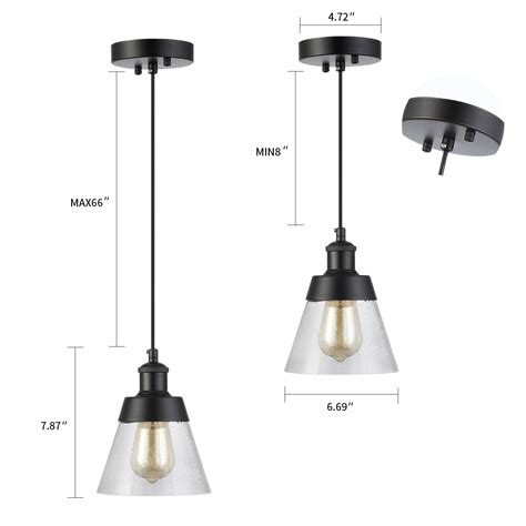 Industrial Glass Pendant Light With Handblown Clear Seeded Glass Shade