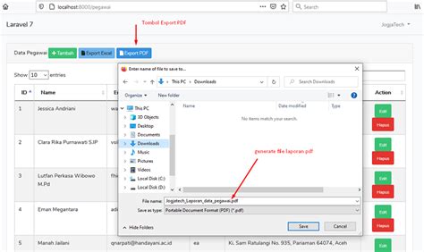 laravel 7 tutorial export pdf laravel jogjatech
