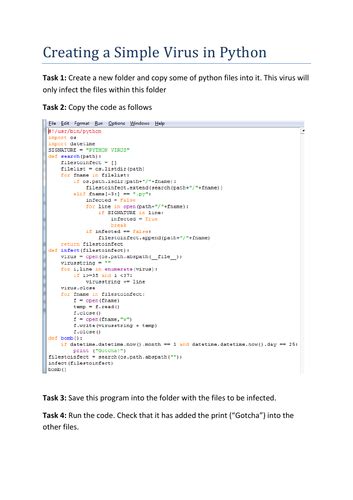 creating a relatively safe virus in python teaching resources