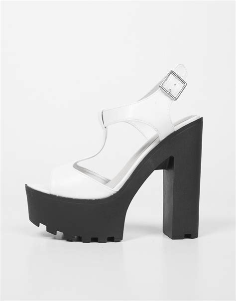 T Strap Contrast Platform Heels 2020ave