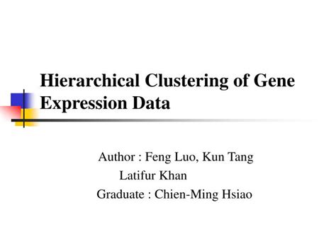 ppt hierarchical clustering of gene expression data