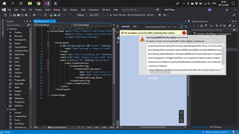 problème java lang nullpointerexception xamarin xamarin forms par