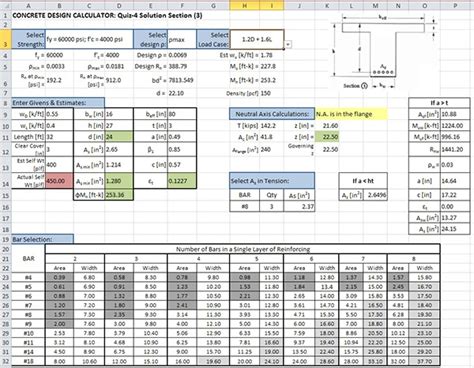 excel spreadsheet design for engineering calculations on