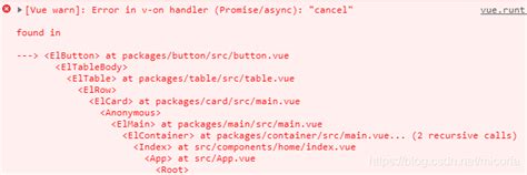 error in v on handler promise async “cancel“ v on cancel 不输出 micoria