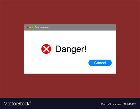 error message computer window alert popup system vector image