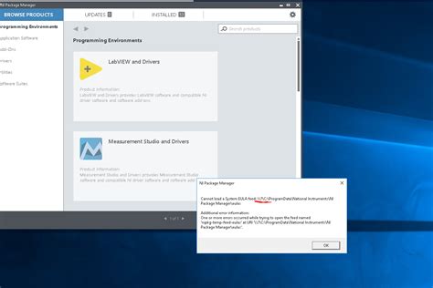 ni package manager issues development environment ide lava