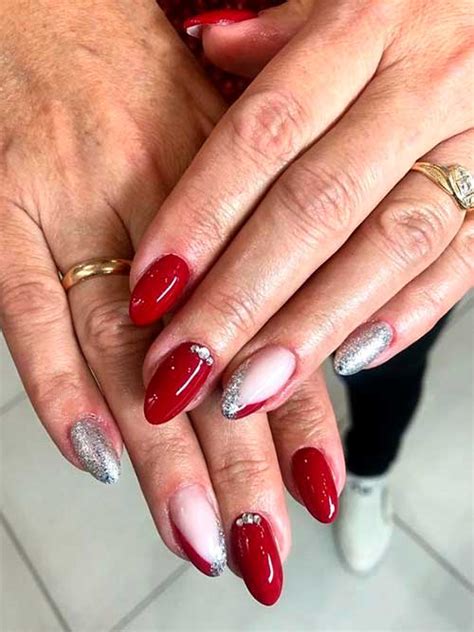 24 Red And Gold French Tip Nails Passatempo Samorim