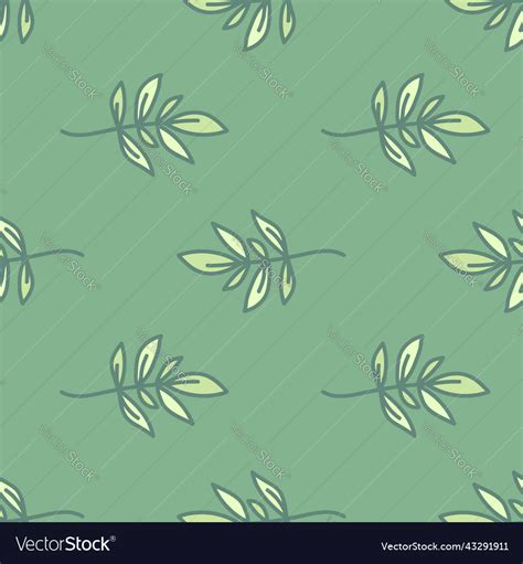 Cute Outline Leaves Seamless Pattern Simple Leaf Vector Image