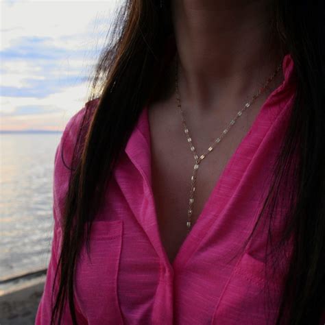 Simple Lariat Necklace Fancy Lace Chain Gosia Meyer Jewelry