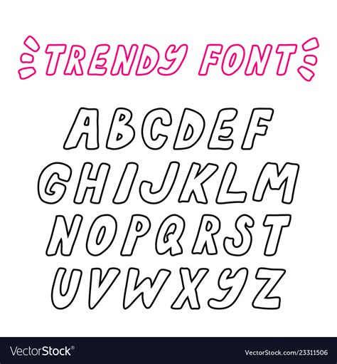 Hand Drawn Trendy Bold Outline Font Capital Vector Image