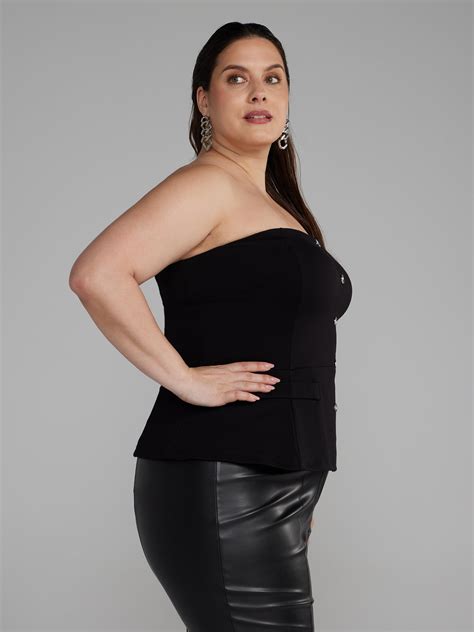 Plus Size Strapless Peplum Top Fashion To Figure