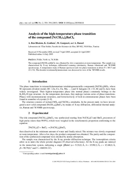 Pdf Analysis Of The High Temperature Phase Transition Of The Compound