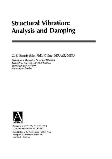 Pdf Structural Vibration Analysis And Damping C Beards Luis Angel