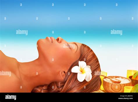 Closeup Portrait Of Attractive African Woman Lying Down On Massage