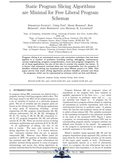 pdf static program slicing algorithms are minimal for free liberal