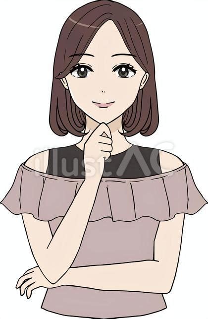 お洒落な大人女子 ポーズ 納得 4イラスト No 22011318／無料イラスト フリー素材なら「イラストac」