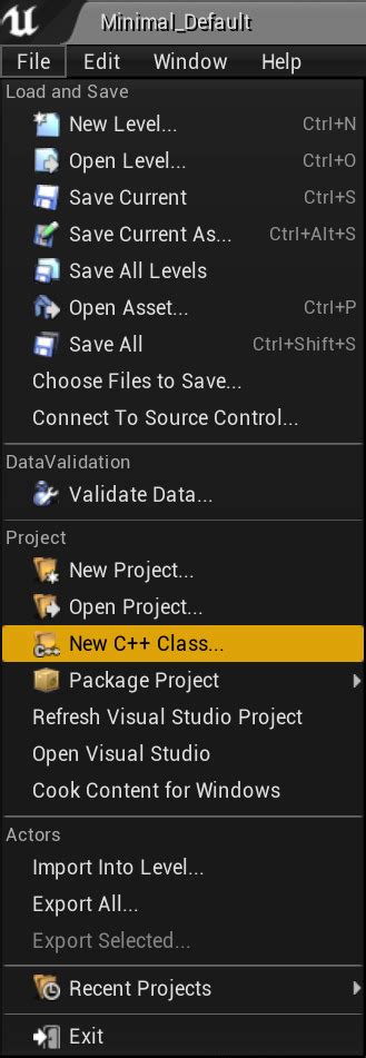 unreal engine cpp quick start unreal engine 5 0 documentation
