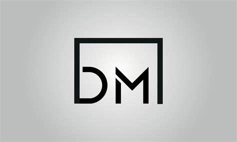 Letter Dm Logo Design Dm Logo With Square Shape In Black Colors Vector
