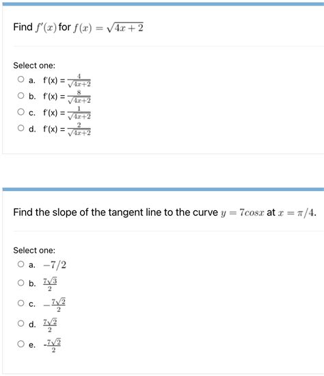 Solved Find F′ X For F X 4x 2 Select One A F′ X 4x 24