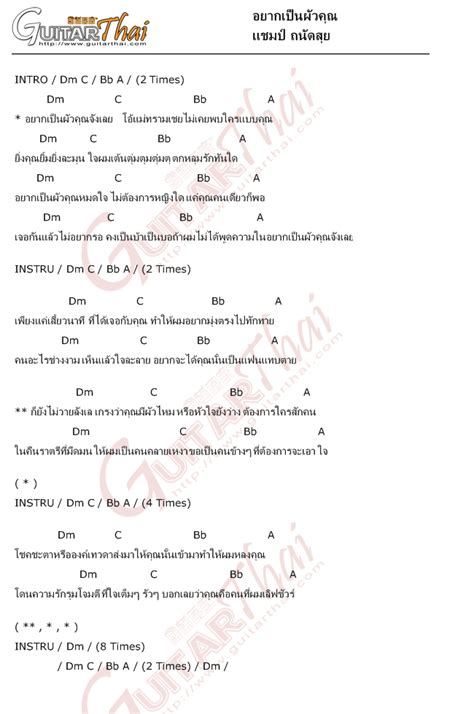 คอร์ดเพลง อยากเป็นผัวคุณ แชมป์ ถนัดสุย