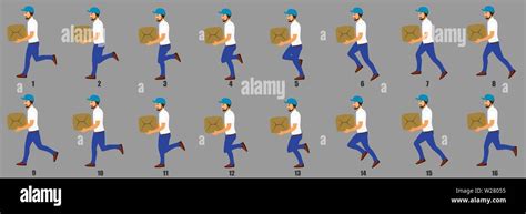 courier person character run cycle animation sequence loop animation