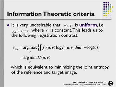 Ppt Image Registration By Information Theoretic Criteria Powerpoint