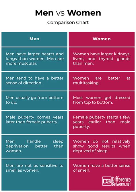 Difference Between Men And Women Difference Between