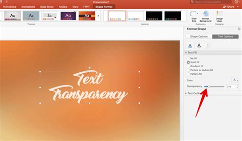 powerpoint text transparency