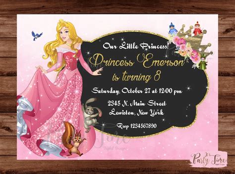 Princess Aurora Birthday Party Invitations Sleeping Beauty Party