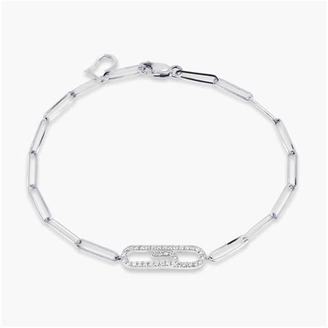 18ct White Gold Diamond Paperclip Bracelet Cerrone Jewellers