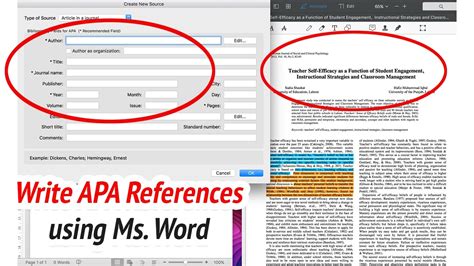 How To Write Apa Citation And References Using Ms Word Youtube