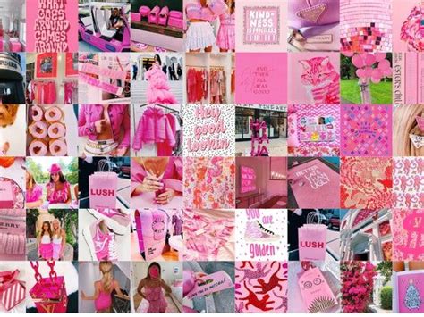 85 Image Pink Preppy Aesthetic Wall Collage Kit Photo Collage
