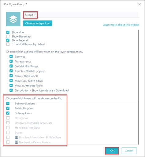 how to display group layers in arcgis web appbuilder