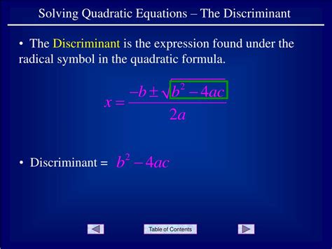 Ppt Solving Quadratic Equations The Discriminant Powerpoint